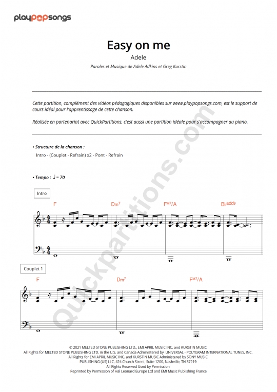Easy On Me Course Material from PlayPopSongs