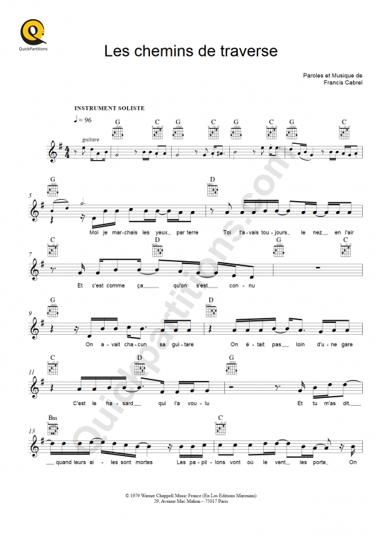 Partition pour Instruments Solistes Les chemins de traverse de Francis ... Partition pour Instruments Solistes Les chemins de traverse de Francis ...