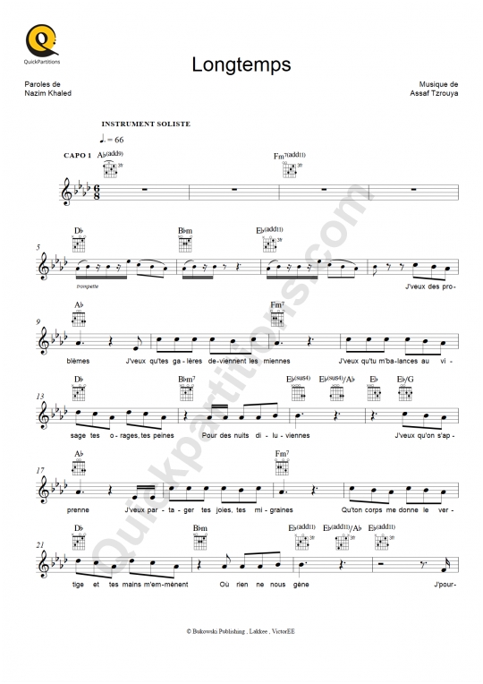Partition pour Instruments Solistes Longtemps de Amir Partition pour Instruments Solistes Longtemps de Amir