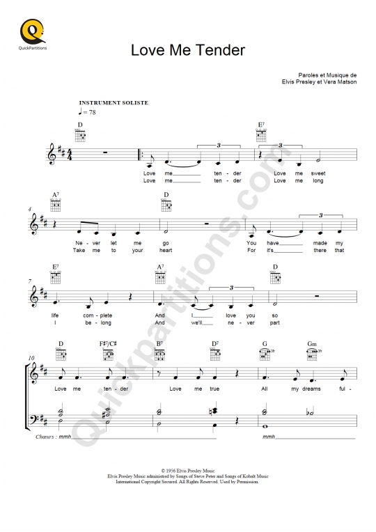 Partition Instruments Solistes Love Me Tender de Elvis Presley Partition Instruments Solistes Love Me Tender de Elvis Presley