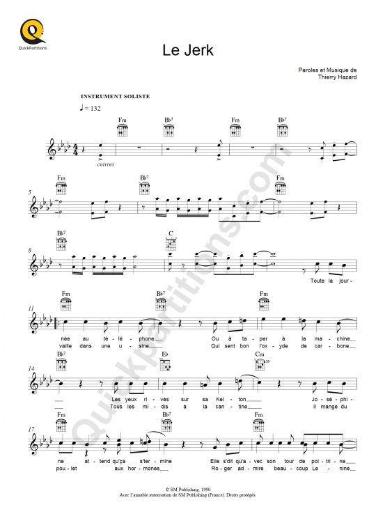 Le Jerk Leadsheet Sheet Music From Thierry Hazard Le Jerk Leadsheet Sheet Music From Thierry Hazard