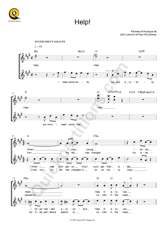 Partition Instruments Solistes Help! de The Beatles Partition Instruments Solistes Help! de The Beatles