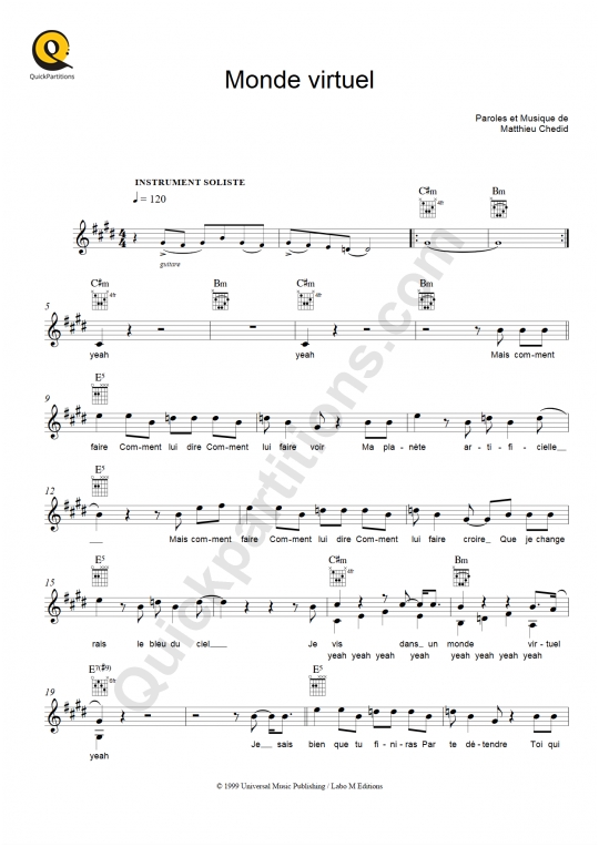 Partition pour Instruments Solistes Monde virtuel de M Partition pour Instruments Solistes Monde virtuel de M