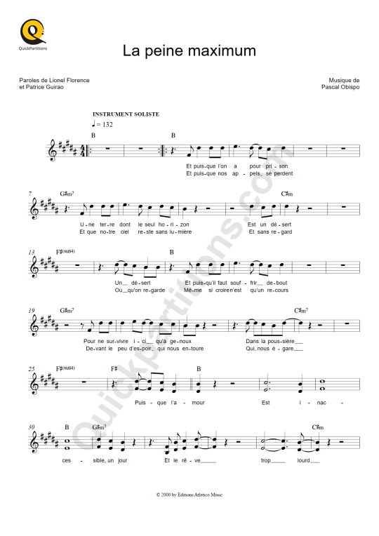 Partition Instruments Solistes La peine maximum des Dix Commandements
