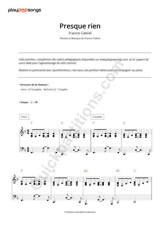 Support de cours Presque rien de PlayPopSongs