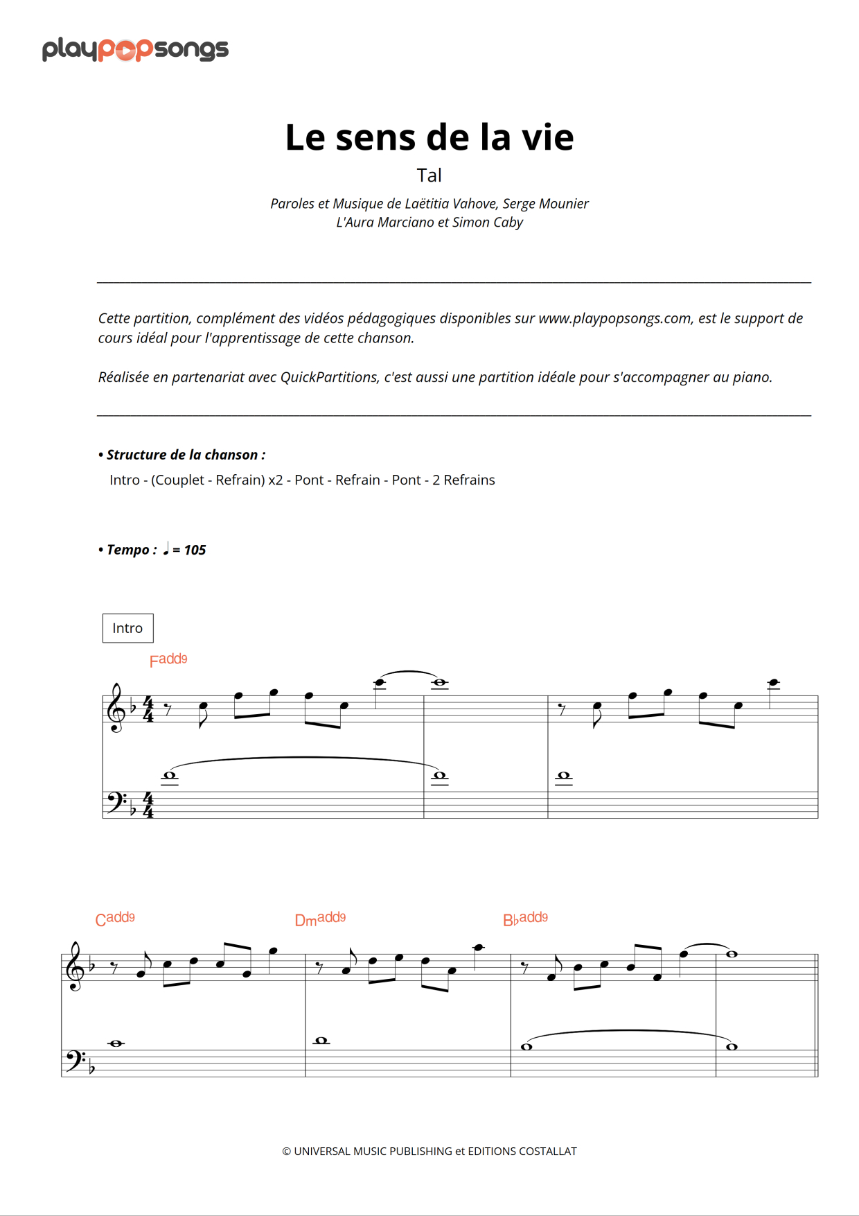 Support de cours Le sens de la vie de PlayPopSongs